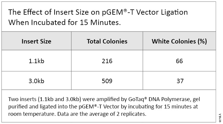 Shorten the Ligation Time for the pGEM-T Vector Systems